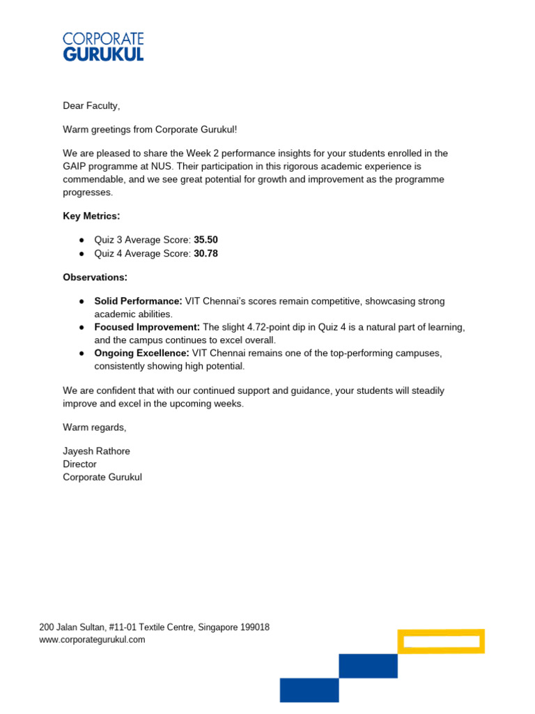 Week 2 GAIP Performance Insights | PDF