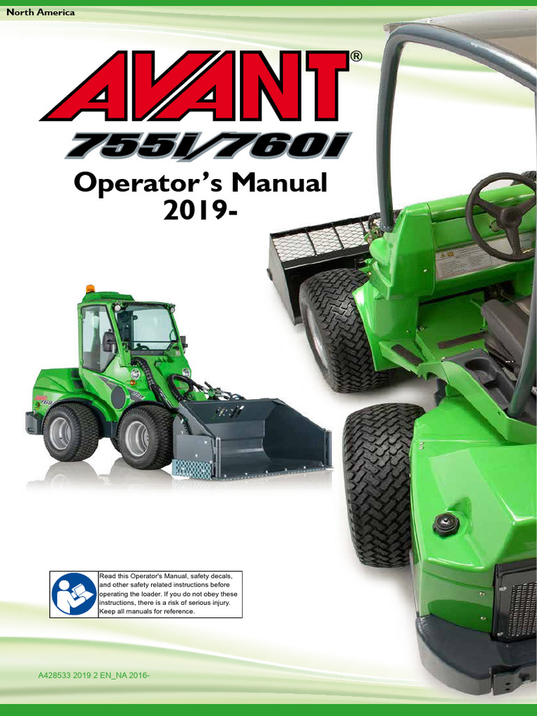 Avant 755i Operators Manual | PDF | Loader (Equipment) | Exhaust Gas