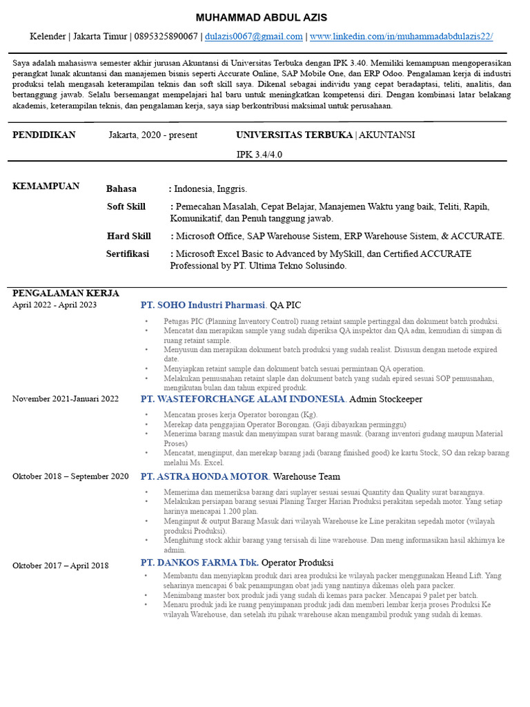 Profil Muhammad Abdul Azis | PDF