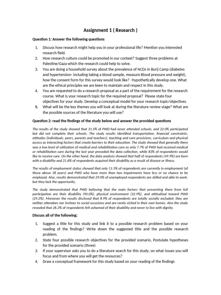 Assignment Research | PDF | Disability