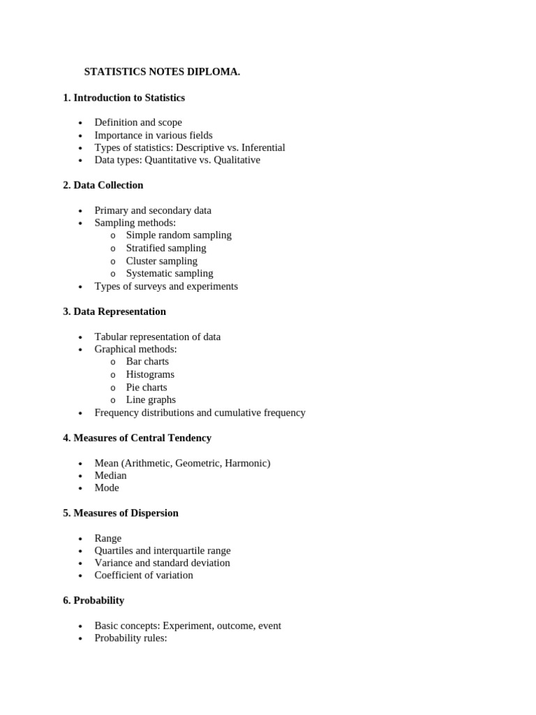 Statistics Diploma Study Guide | PDF | Statistics | Probability ...
