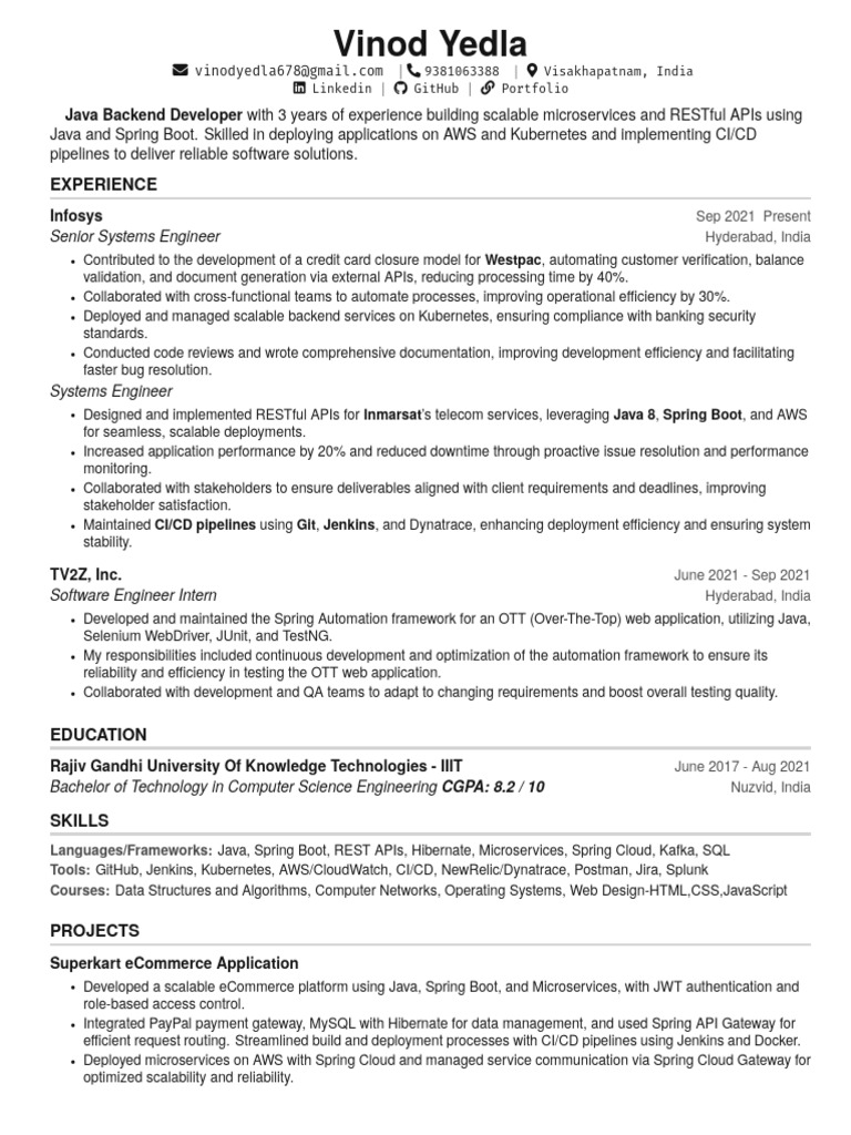 VinodYedla JavaDeveloper 3YearsOfExp | PDF | Cloud Computing | Amazon Web Services