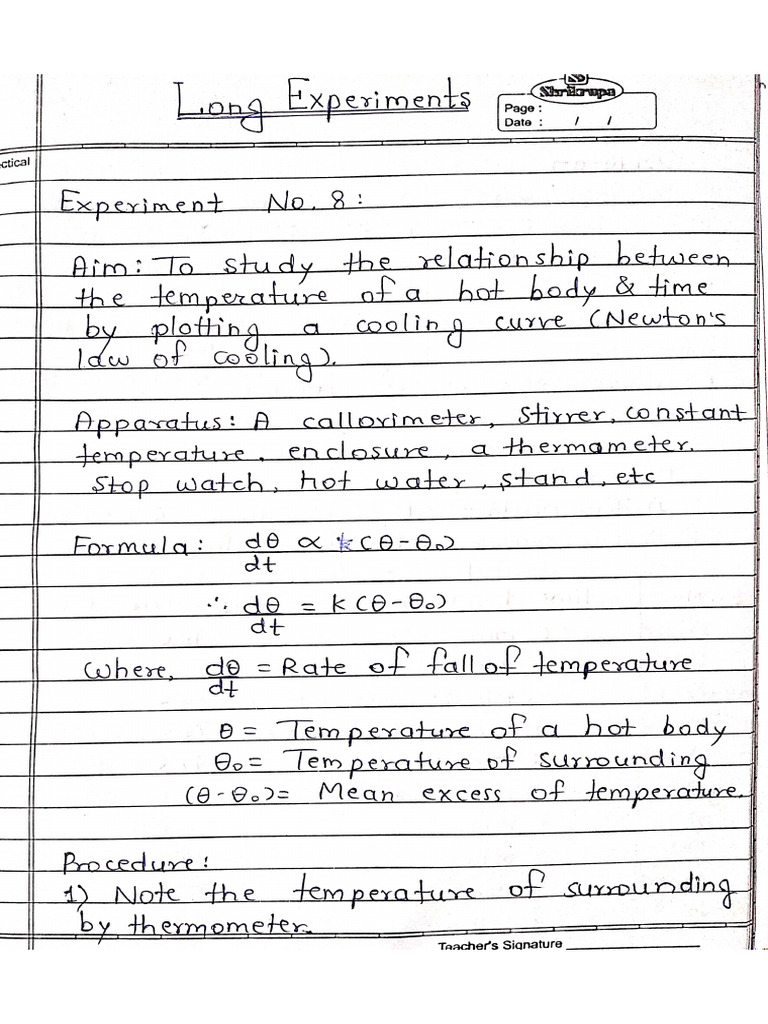 Long Exp. Newton's Law of Cooling | PDF