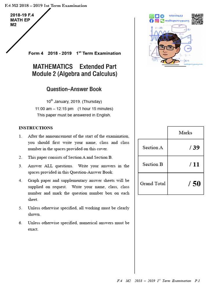 M2 F4 Mid Year Exam Paper | PDF | Mathematical Proof | Mathematics