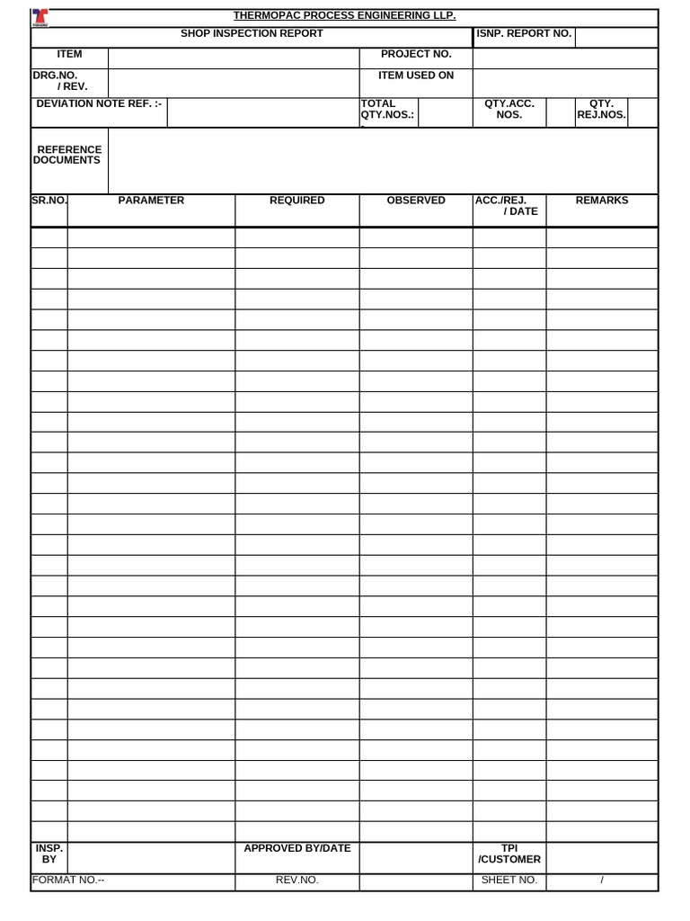 Thermopac Shop Inspection Reports | PDF | Business Process | Secondary ...