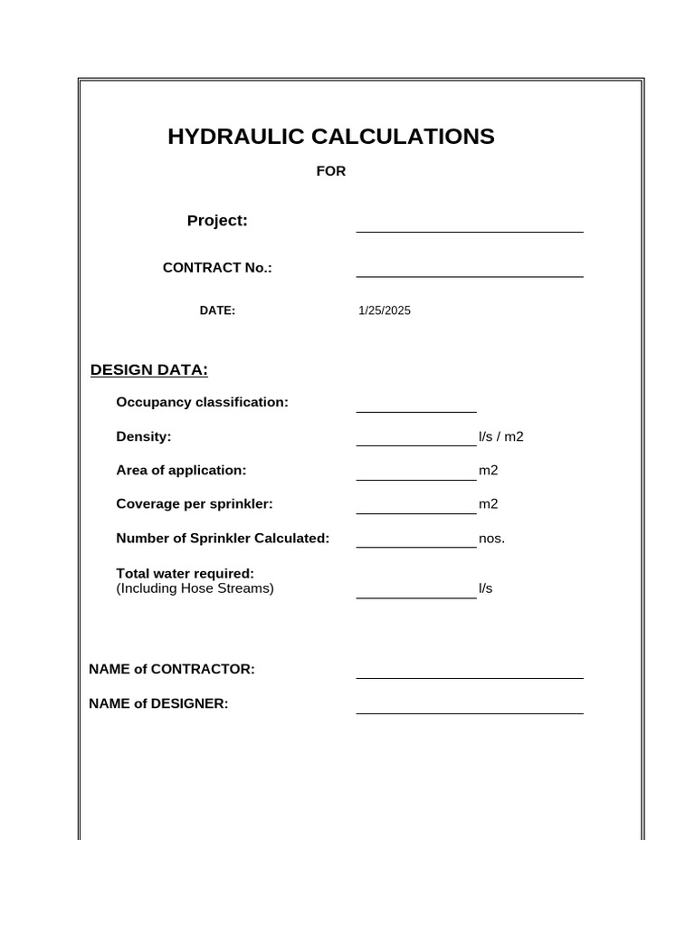 Hydraulic Calculations for Sprinkler Systems | PDF | Valve | Pipe ...