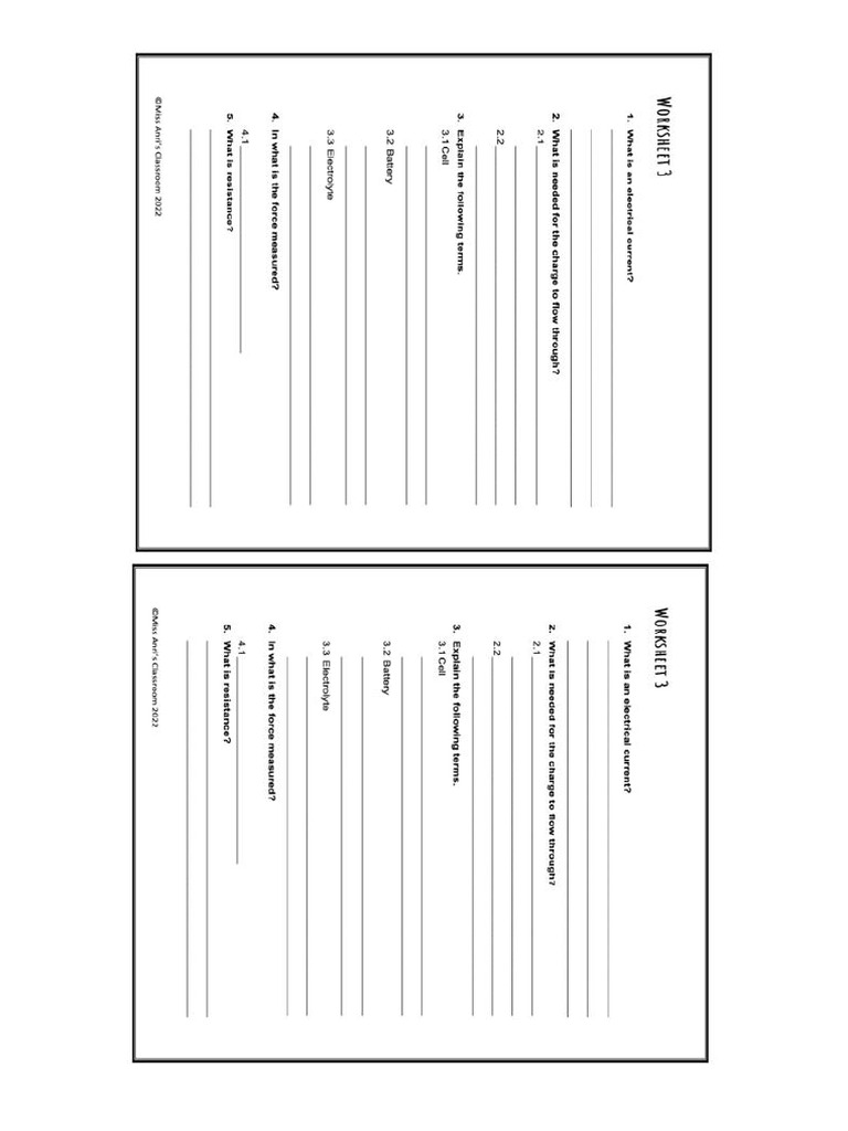 WORKSHEET 1 ELECTRIC CIRCUIT GRADE 9 | PDF