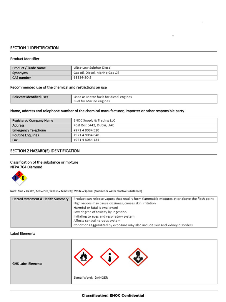 10 MSDS Diesel | PDF | Combustion | Firefighting