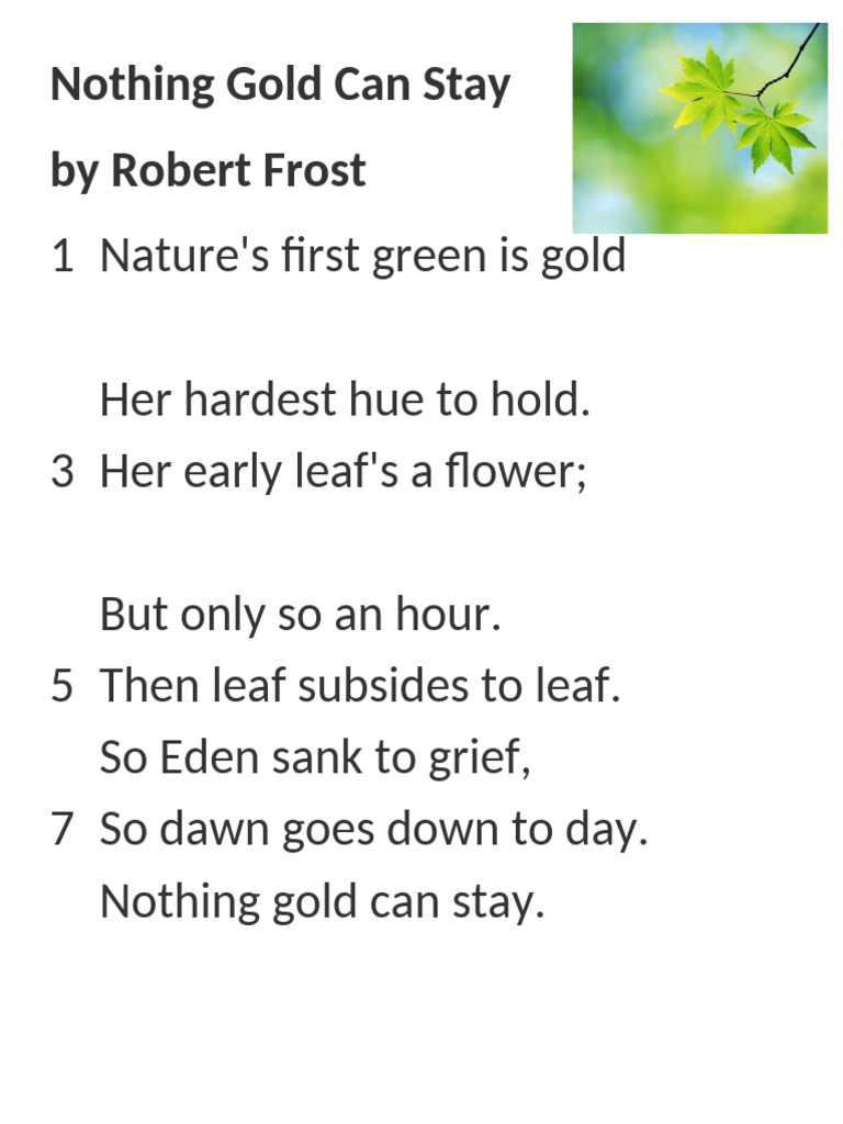The Outsiders Poem Nothing Gold Can Stay | PDF | Adjective | Poetry