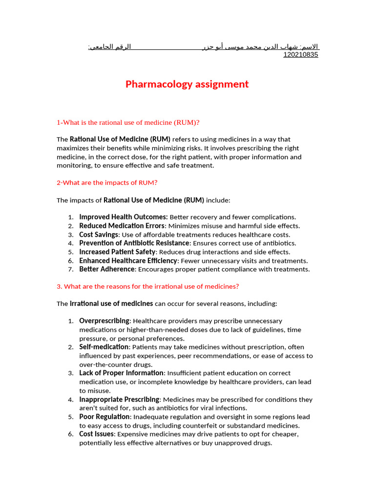 Pharmacology 2 Assignment 1 | PDF | Prescription Drugs | Medical ...