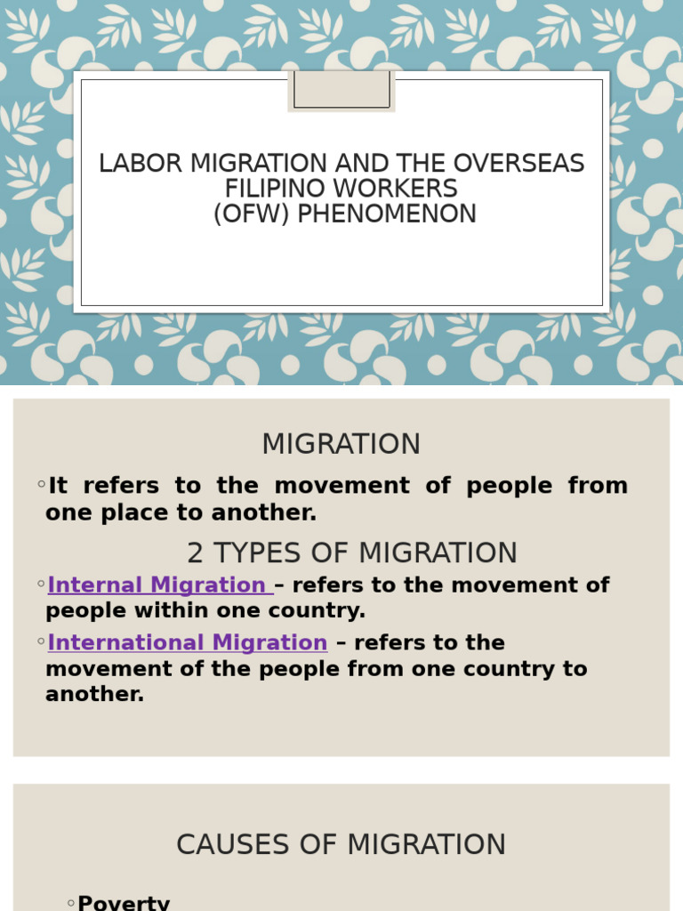 OFW Migration: Causes and Effects | PDF | Taxes | Foreign Exchange Market