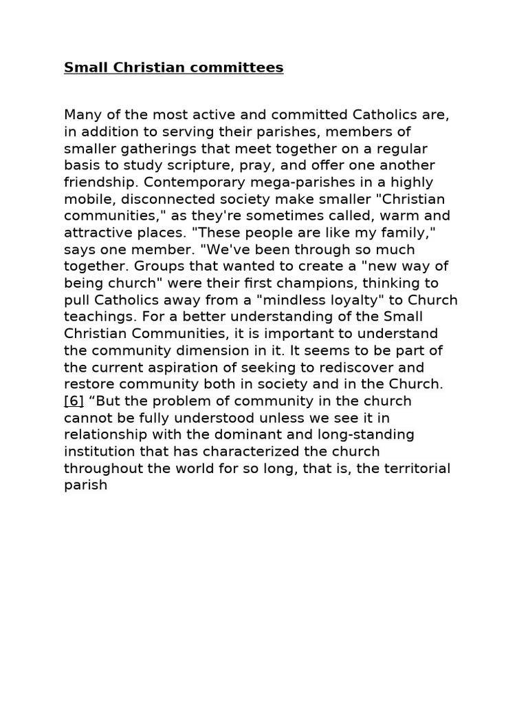 Small Christian Communities Explained | PDF