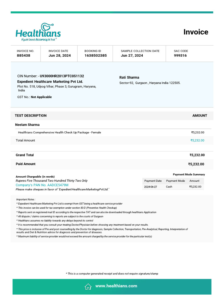 4a.703939368 Preventive Health Check Up | PDF | Invoice | Value Added Tax