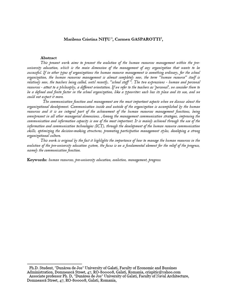 Human Resources in Pre-University Education | PDF | Teachers | Teacher ...