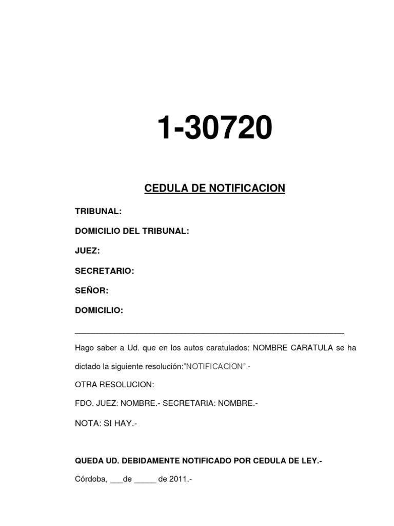 Cedula de Notificacion Modelo I | PDF | Derecho