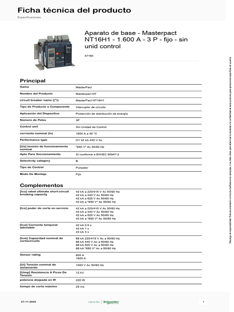 Schneider Electric - MasterPact-NT - 47150 | PDF | Ingenieria Eléctrica ...