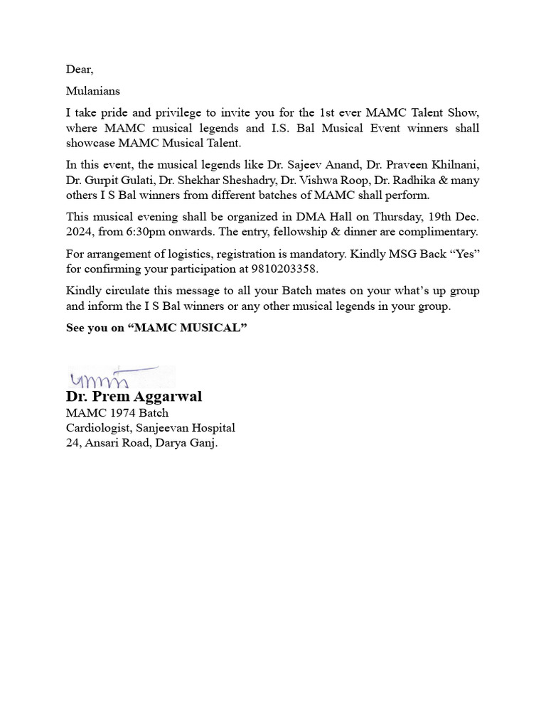 MAMC Talent Show: Musical Legends Event | PDF