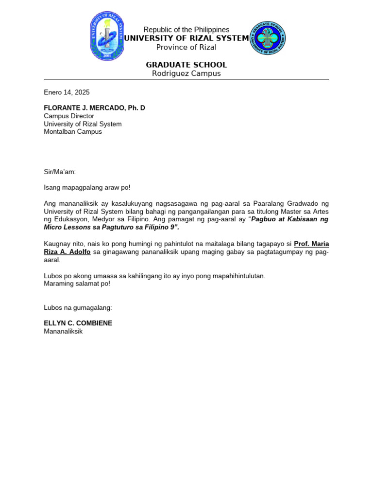 Estopin - Request Letter Adviser | PDF