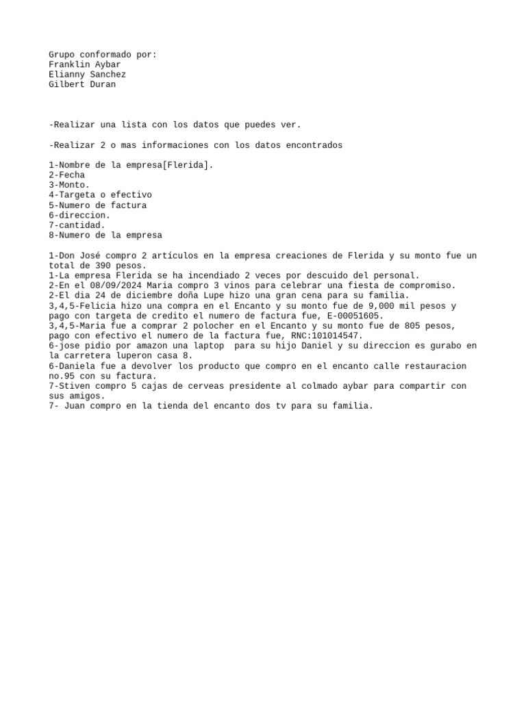 Practica 1 Datos Vs Informacion | PDF