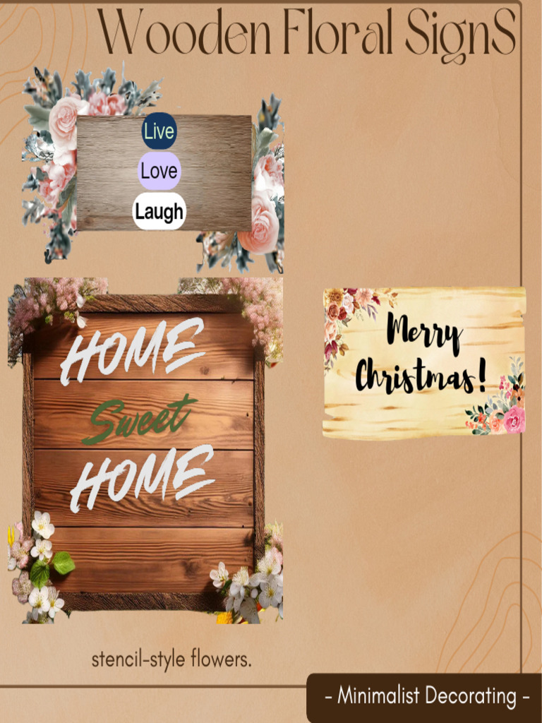 Minimalist Wooden Floral Sign Decor | PDF