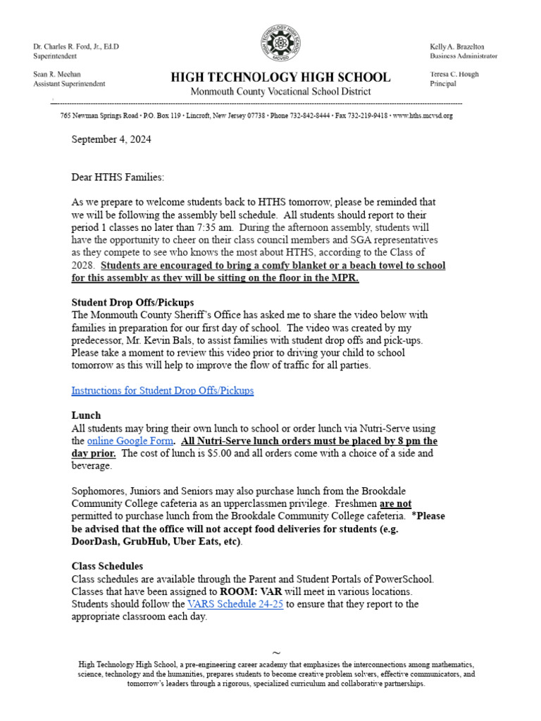 HTHS 2024-2025 School Year Kickoff | PDF