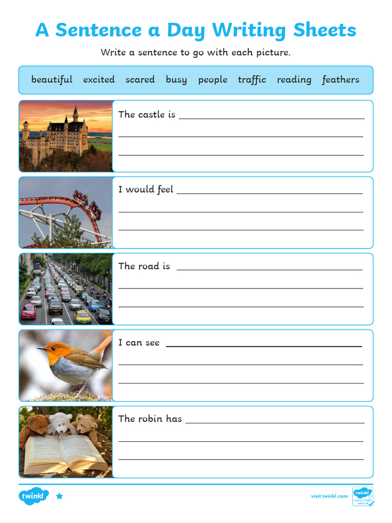 T e 2550006 A Sentence A Day Differentiated Writing Sheets - Ver - 1 | PDF