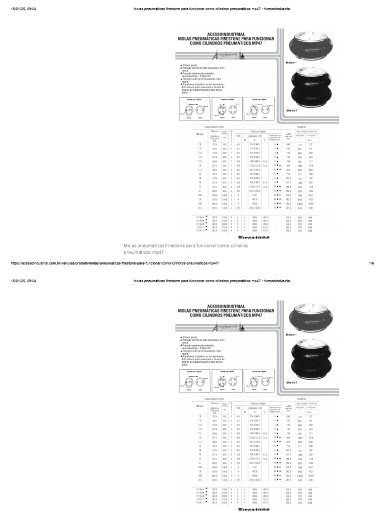Molas Pneumáticas Firestone para Funcionar Como Cilindros Pneumáticos ...