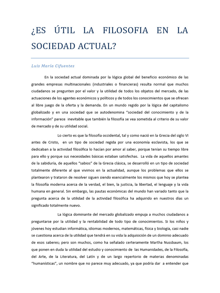 ¿Es Útil La Filosofía en La Sociedad Actual | PDF | Placer | Utilitarismo