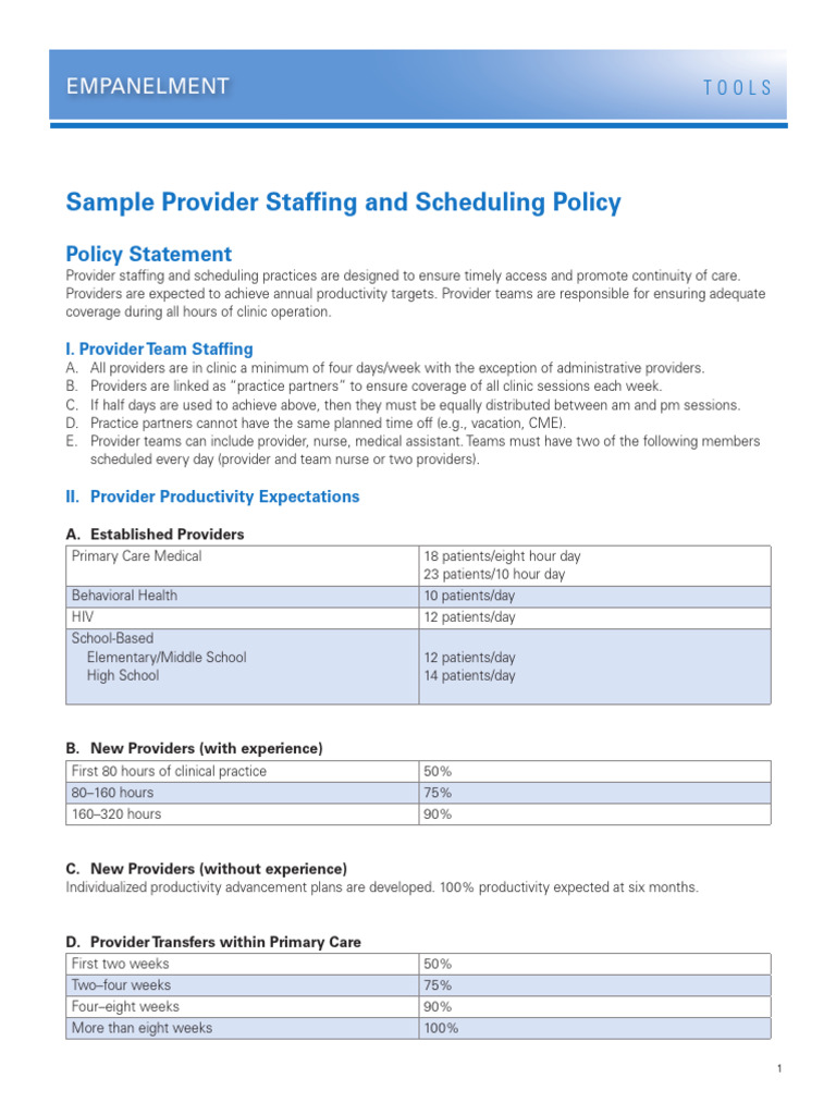 Provider Staffing Scheduling | PDF | Primary Care | Health Care