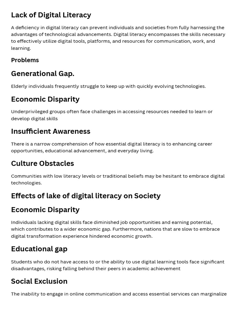 Lack of Digital Literacy - 20241227 - 122729 - 0000 | PDF