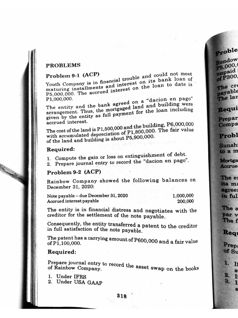 Debt Restructuring, Straight Problems, Valix | PDF