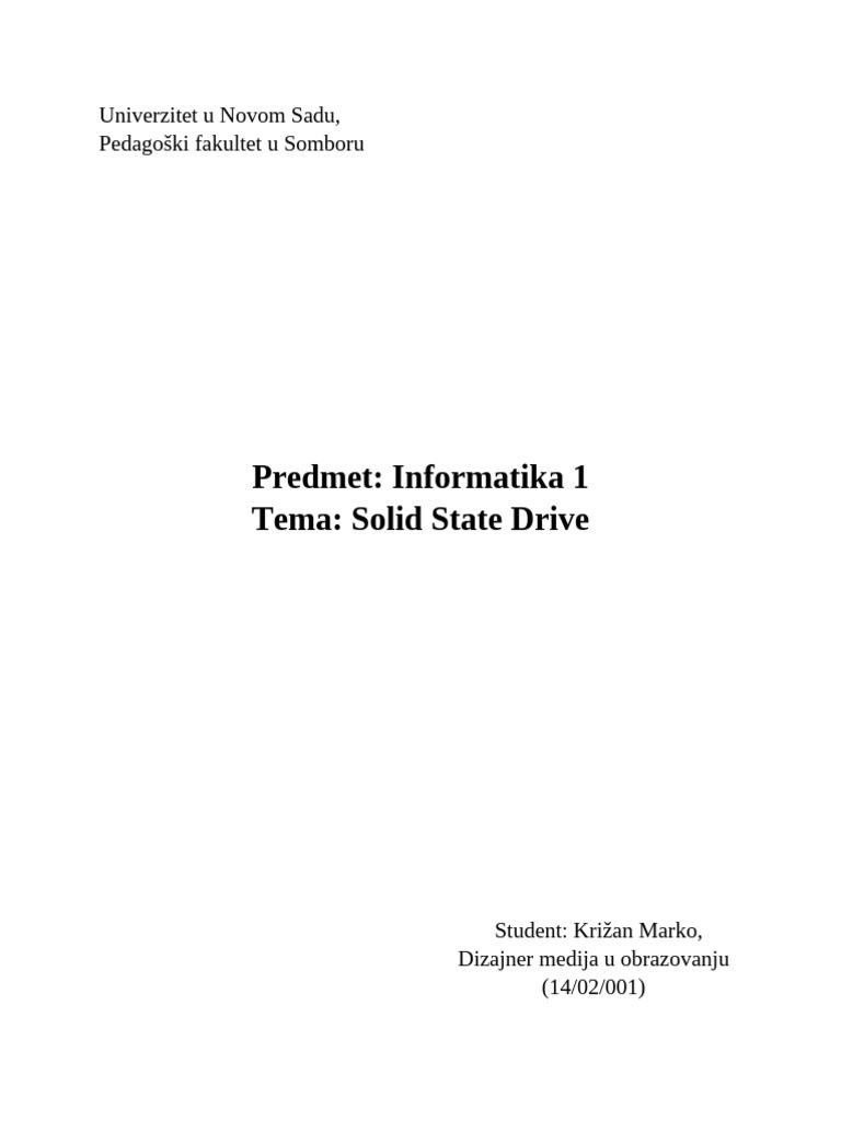 Informatika 1 Seminarski 1 | PDF