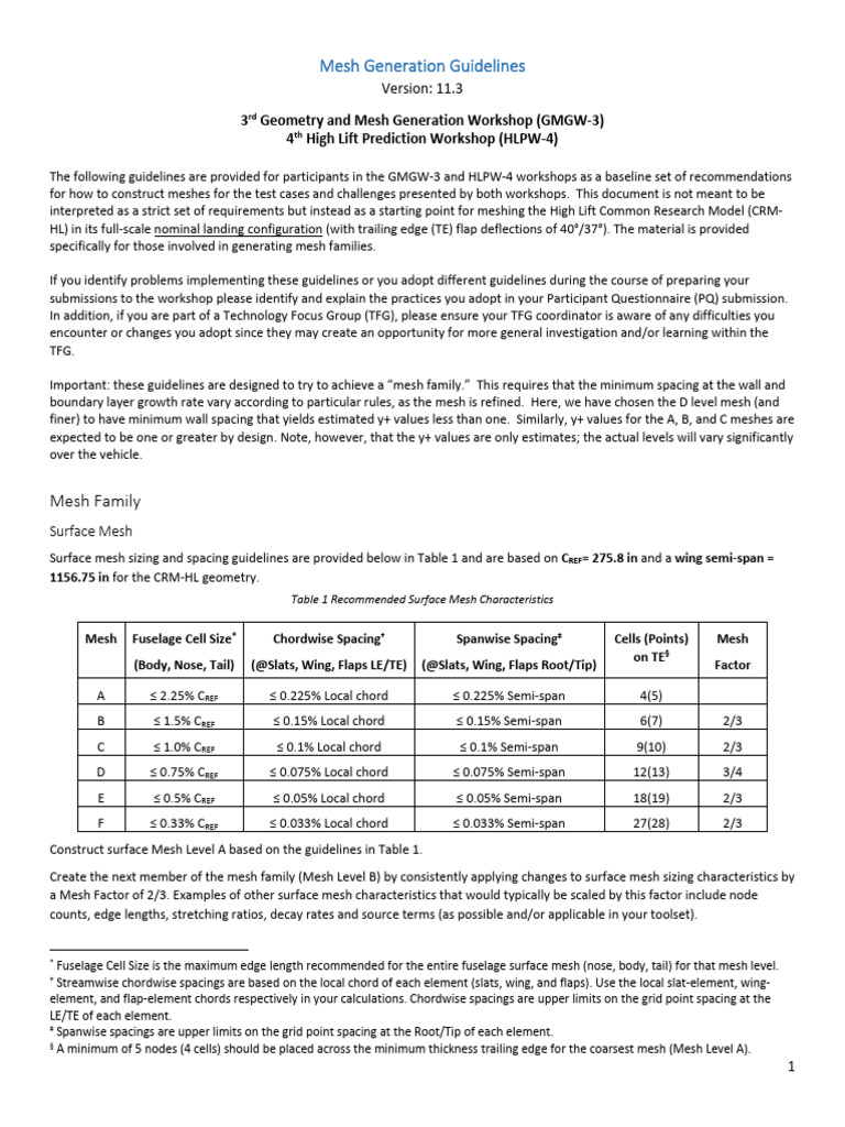 Mesh Generation Guidelines for Workshops | PDF