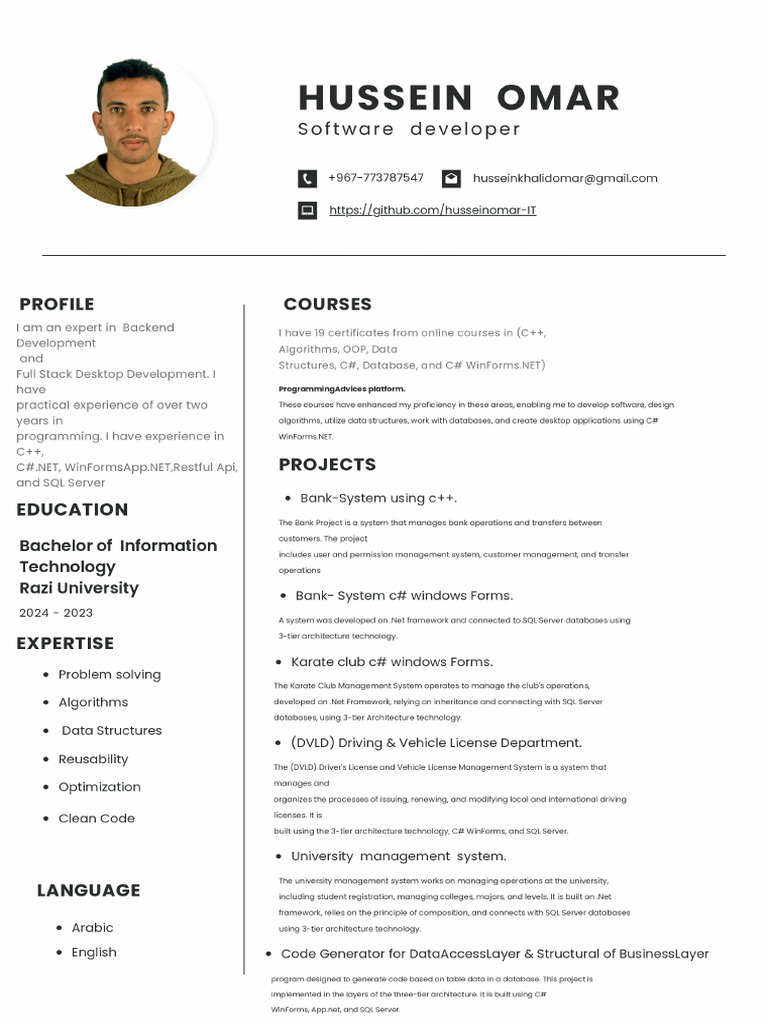 Hussein Omar CV | PDF