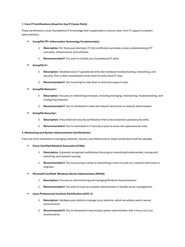 Certifications That I Should Take !!!! | PDF | Cisco Certifications ...