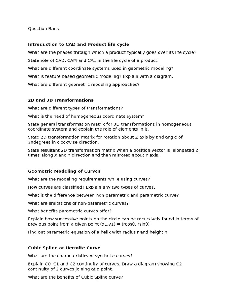 Question_Bank (3) | PDF | Finite Element Method | Spline (Mathematics)
