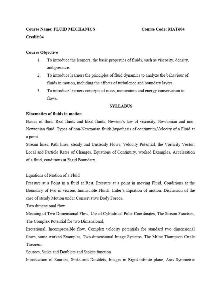 MAT-604 | PDF | Fluid Mechanics | Fluid Dynamics