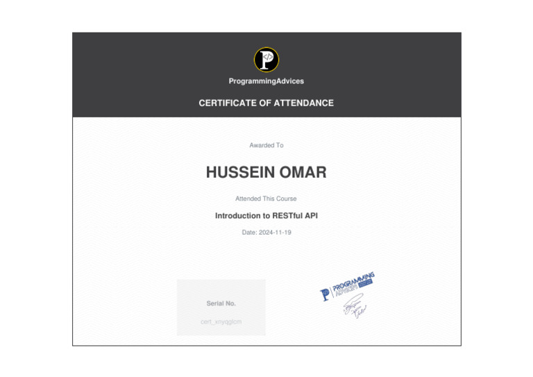 Certificate of Completion For Introduction To Rest | PDF