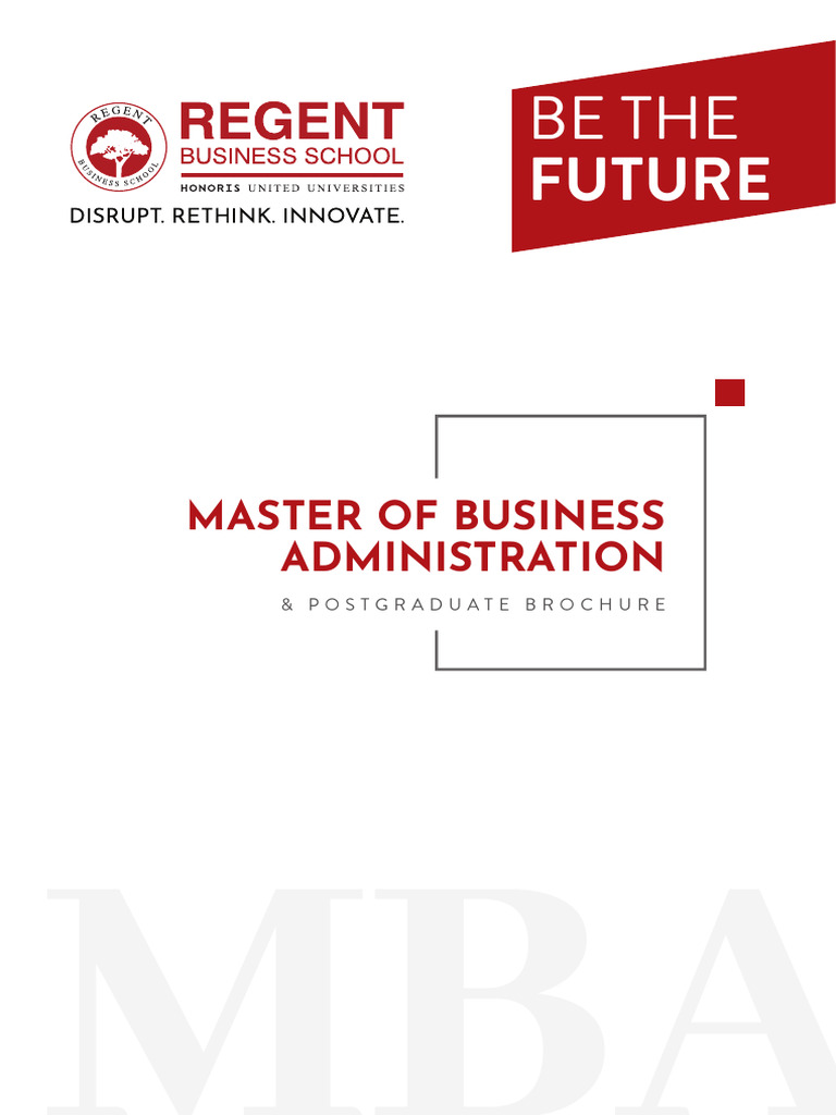 Regent Business School MBA Brochure | PDF | Entrepreneurship | Economics