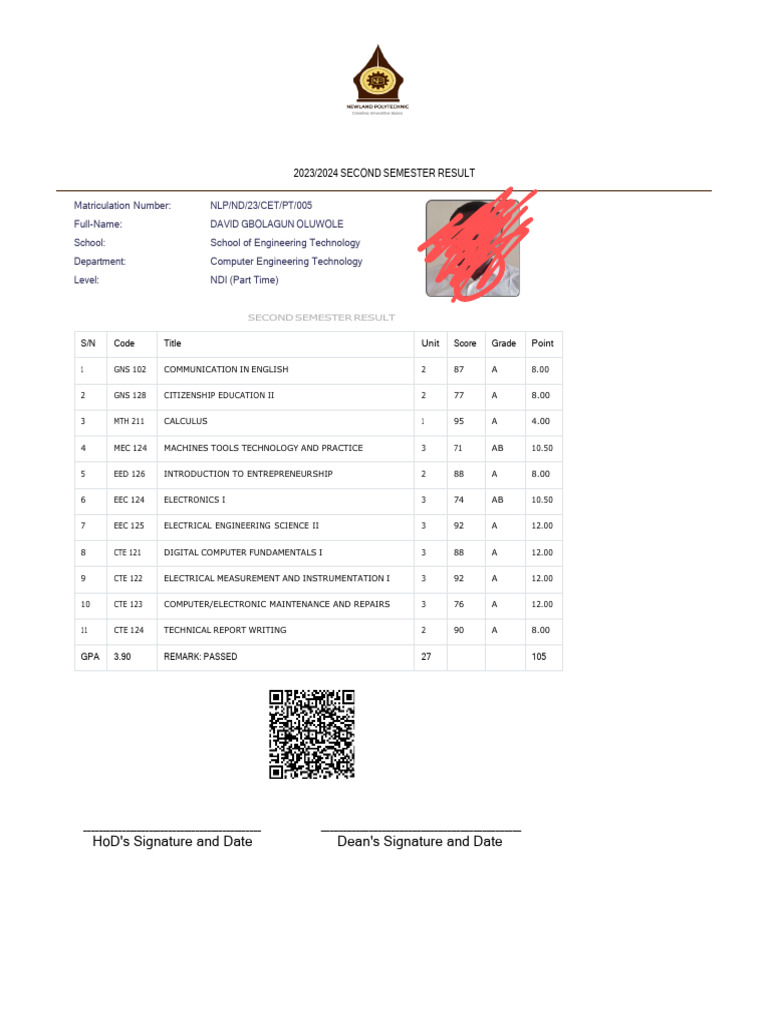 Newland Polytechnic, Ilorin Print Result (1) - 2 | PDF