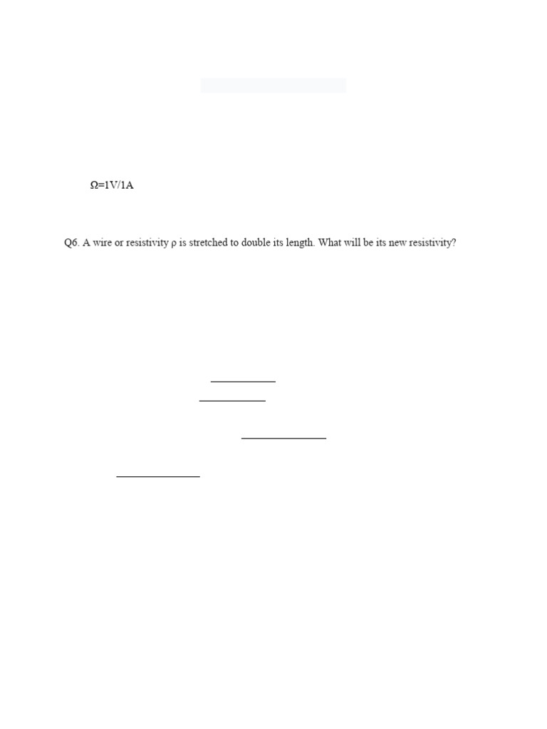 Current Electricity Assignment-1 | PDF | Electrical Resistivity And ...