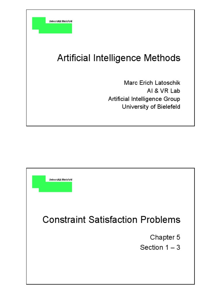 Artificial Intelligence Methods: Marc Erich Latoschik Ai & VR Lab Artificial Intelligence Group ...