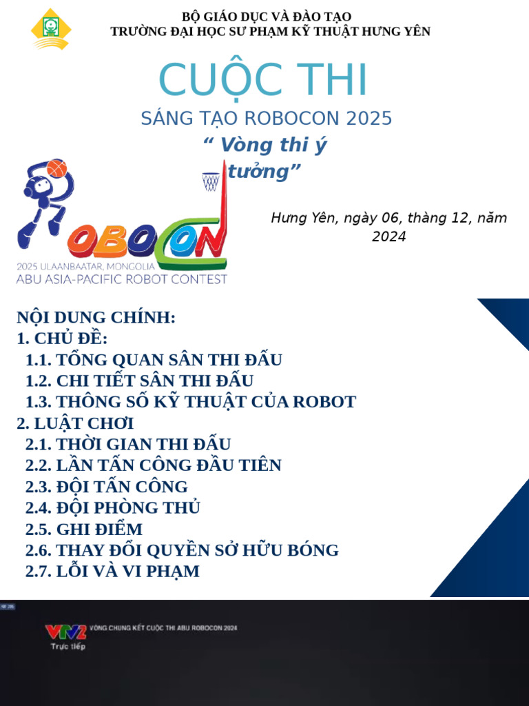 Chủ Đề, Luật Chơi Abu Robocon 2025 | PDF