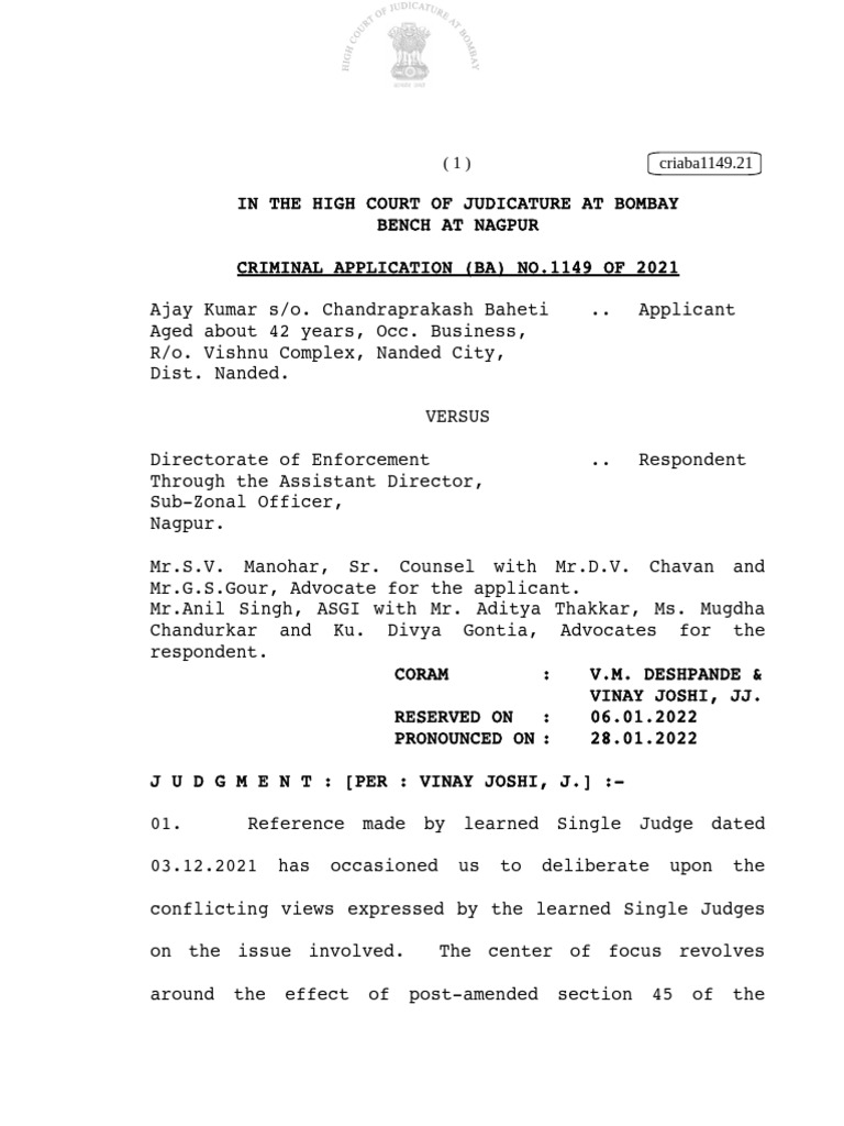 Ajay_Kumar_v__ED | PDF | Bail | Common Law