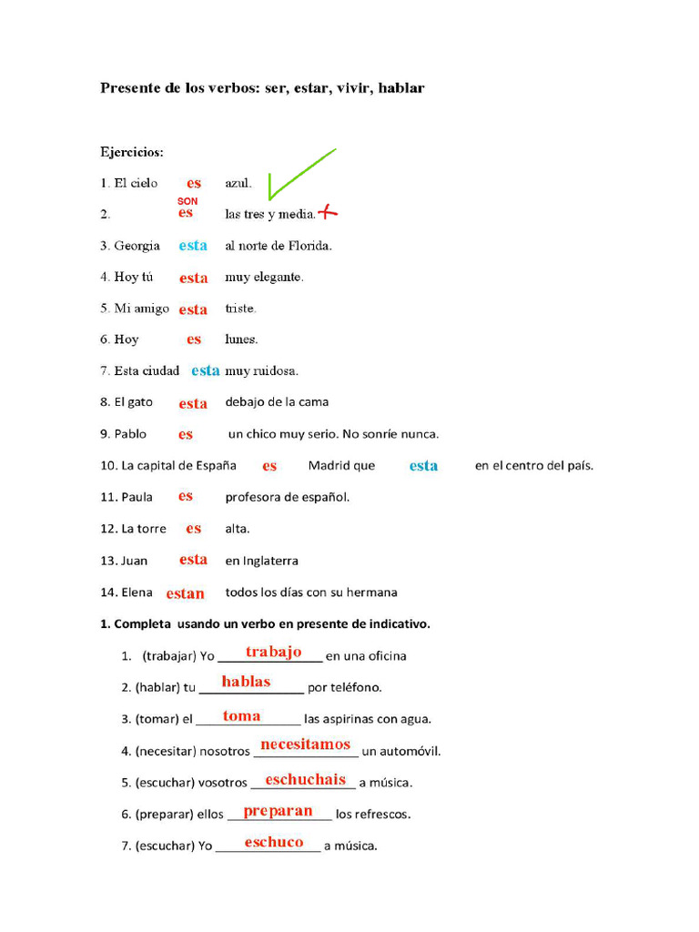 Ejercicios Presente Regulares | PDF
