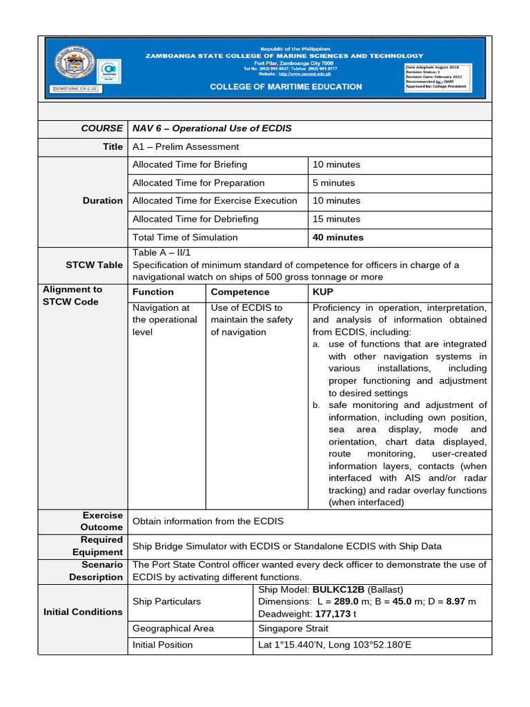 NAV 6 - A1 - Prelim Assessment | PDF | Simulation | Navigation