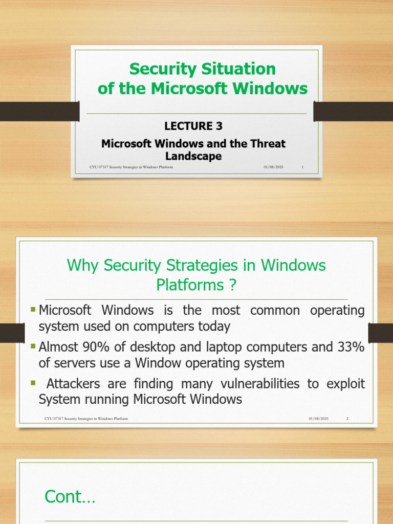 LECTURE 3 Microsoft Windows and the Threat Landscape | PDF | Ransomware ...