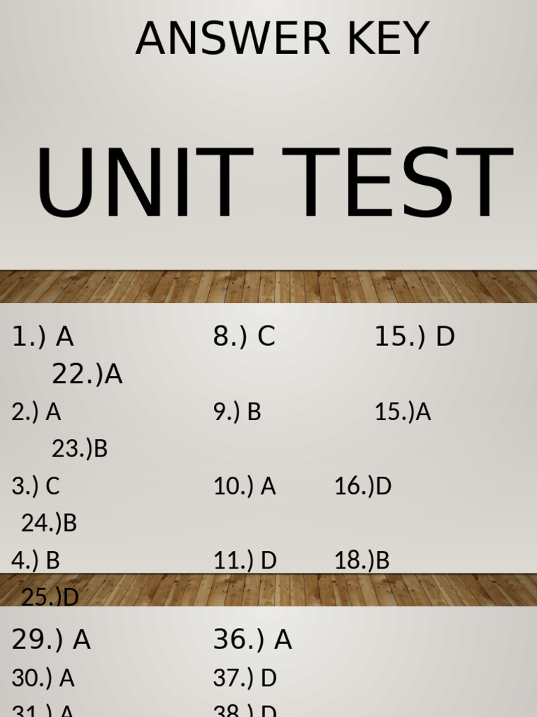 Unit Test Answer Key | PDF