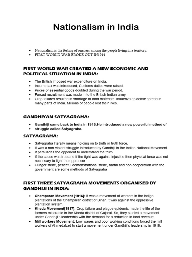 Nationalism in India Full Lesson | PDF | Mahatma Gandhi | Indian ...