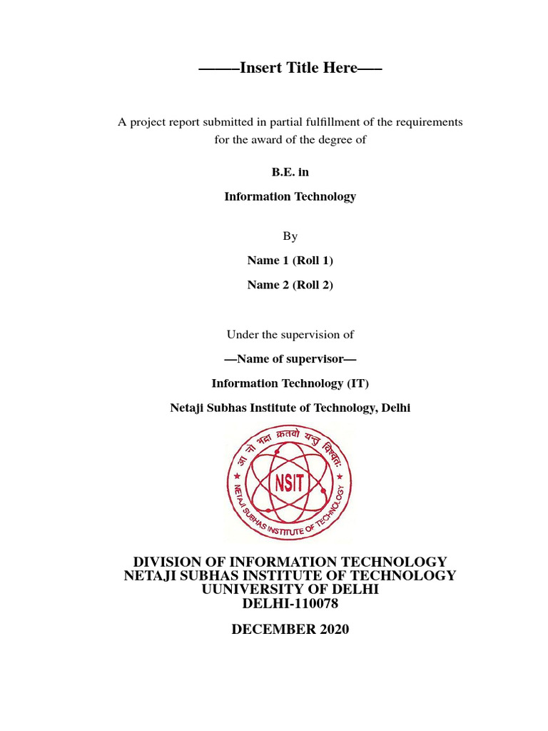 Bachelors Thesis Project (BTP) Template NSUT | PDF | Computer Science | Publishing